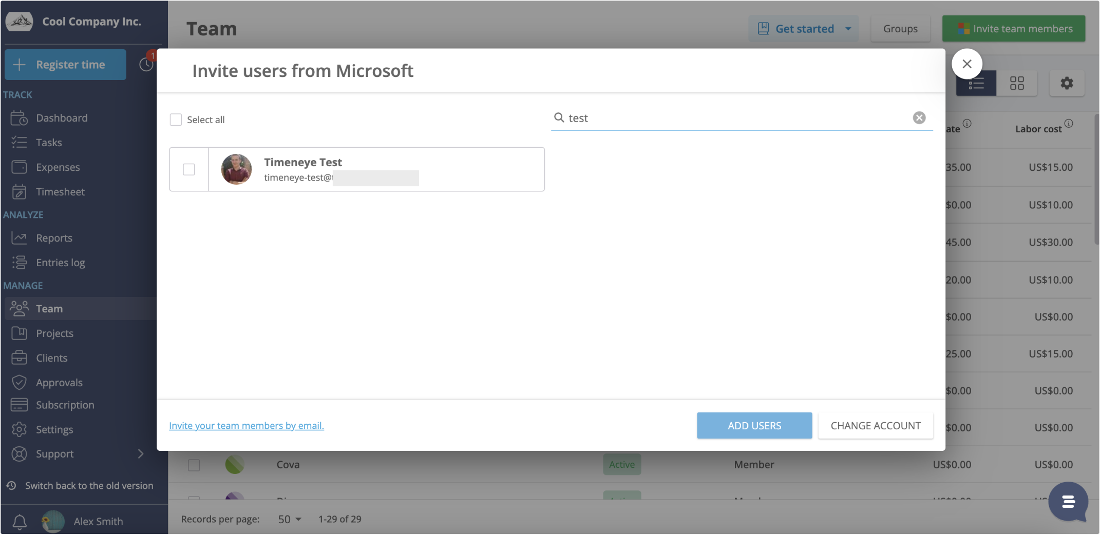 Managing your team and inviting new users